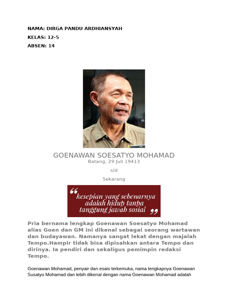 Biografi Goenawan Mohamad | PDF