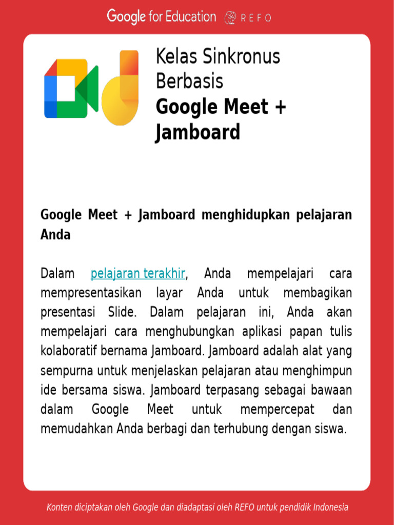 Unit 2, Pelajaran 9, Meet + Jamboard, Desktop | PDF