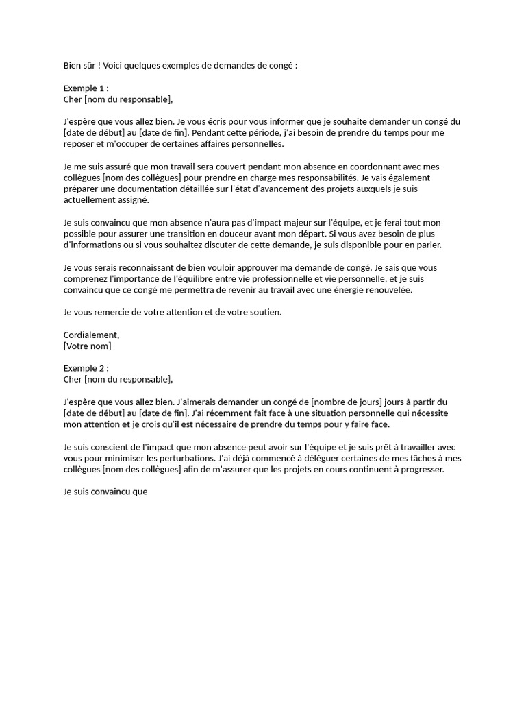 Demande de Congé | PDF