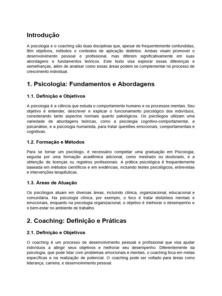 Psicologia X Coaching RESumo | PDF