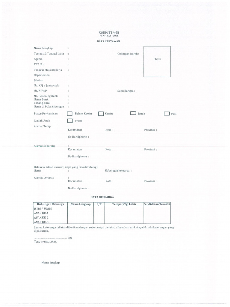 Form Biodata Rev1 | PDF