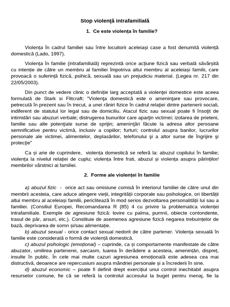 6 Stop Violenta Intrafamiliala | PDF