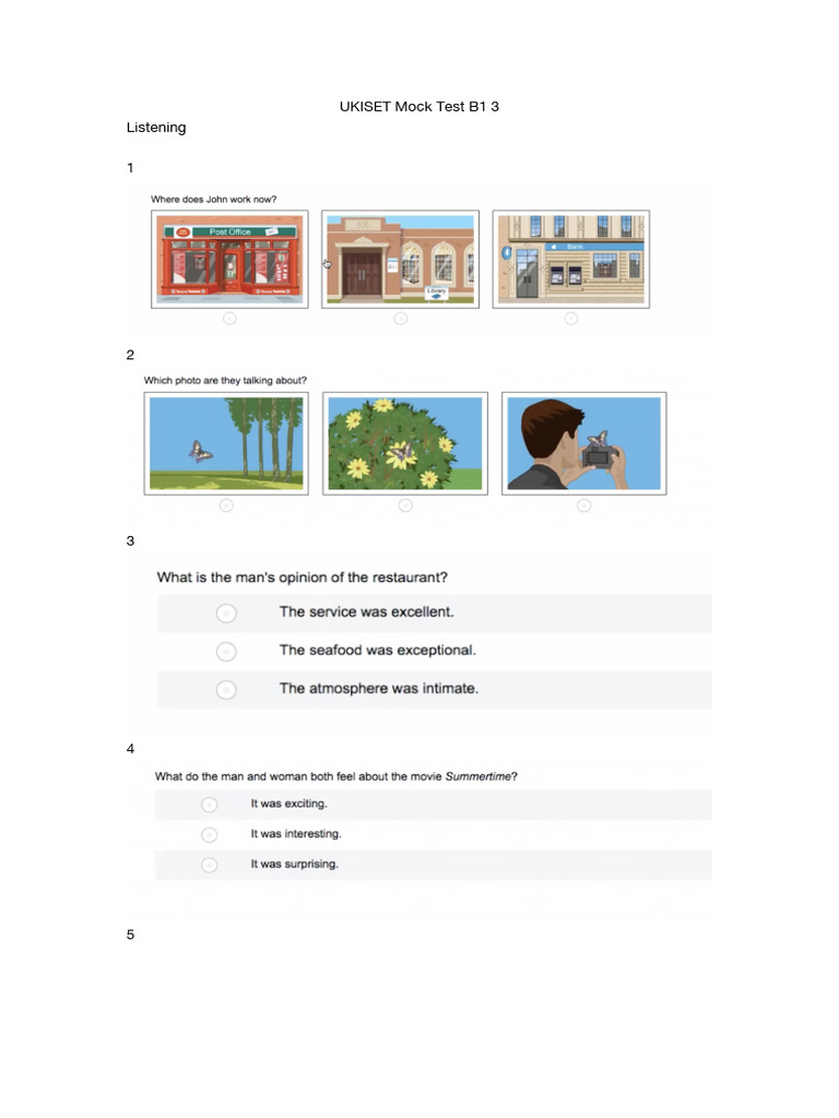 UKISET Mock Test B1 3 | PDF