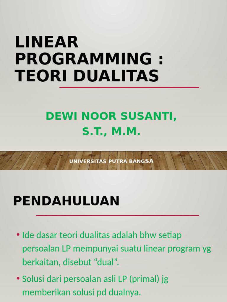 LP, Teori Dualitas New | PDF