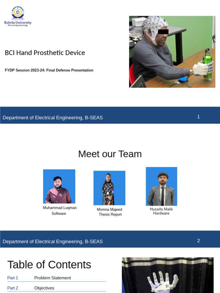 BCI Hand Prosthetic Device Final PPT (2024) | PDF