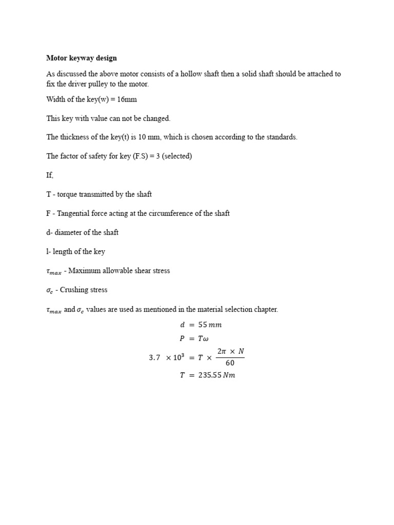 Motor Keyway Design | PDF