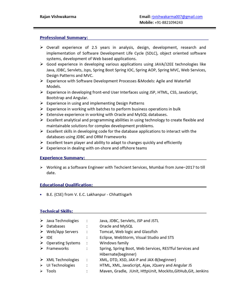 Rajan Vishwakarma Resume | PDF