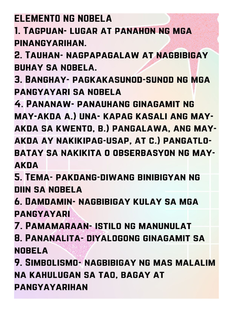ELEMENTO NG NOBELA | PDF