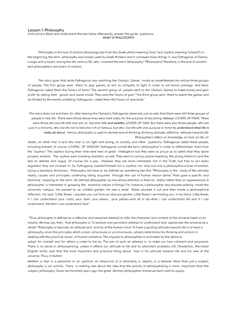 Activity #1 (What Is Philosophy - ) | PDF
