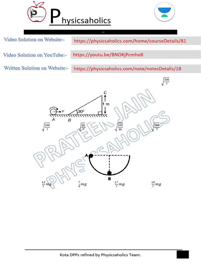 uploads1638946895DPP-8 (JEE Main & Adv.) Rotation - Combined Translation & Rotation | PDF