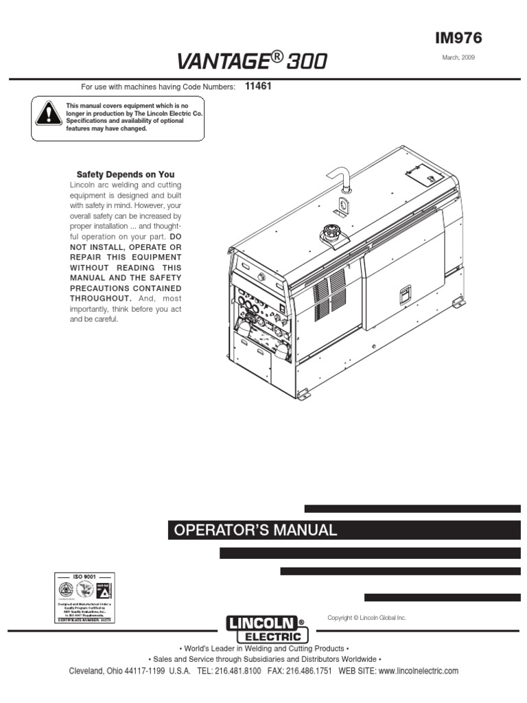 Lincoln Electric Vantage 300 Instruction Manual | PDF