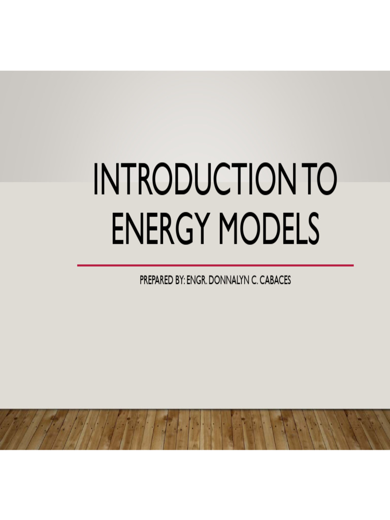 3. Introduction to Energy Models | PDF