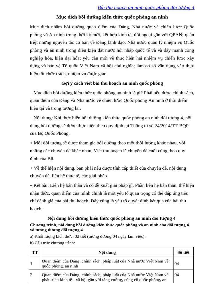 Bai Boi Duong Kien Thuc Quoc Phong An Ninh Doi Tuong 4 | PDF