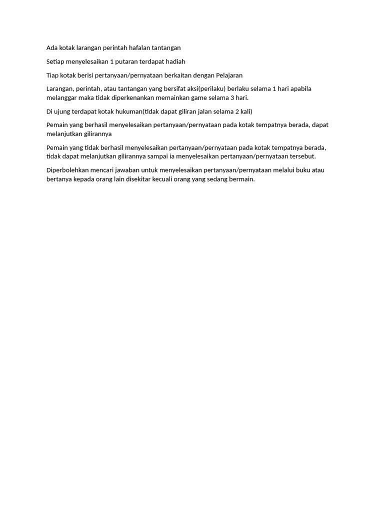 Aturan Game Board | PDF