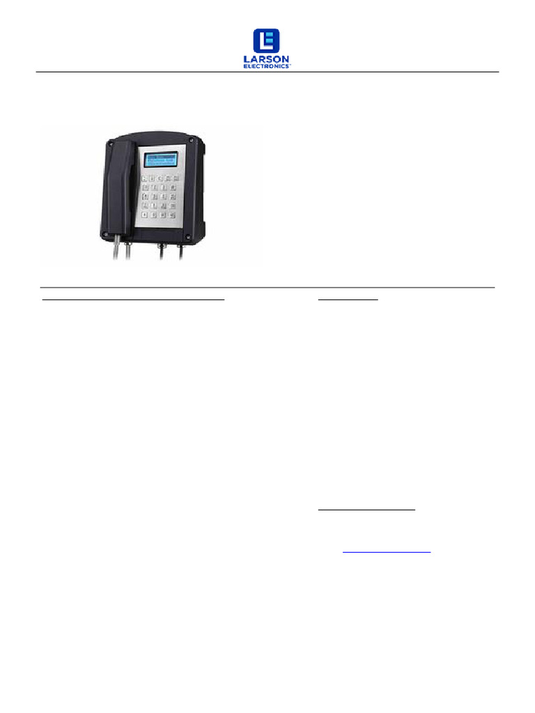 Hazardous Location Analog Phone - C1D2, Atex/Iecex Rated - LCD Display ...