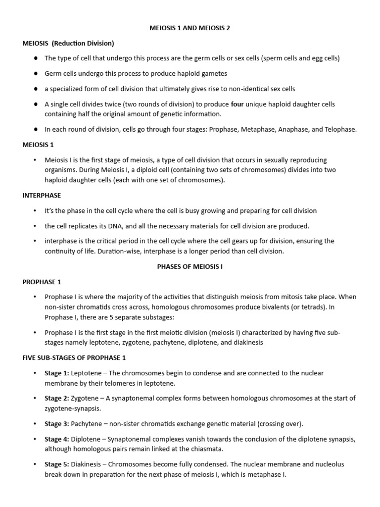 Meiosis 1 and 2 | PDF