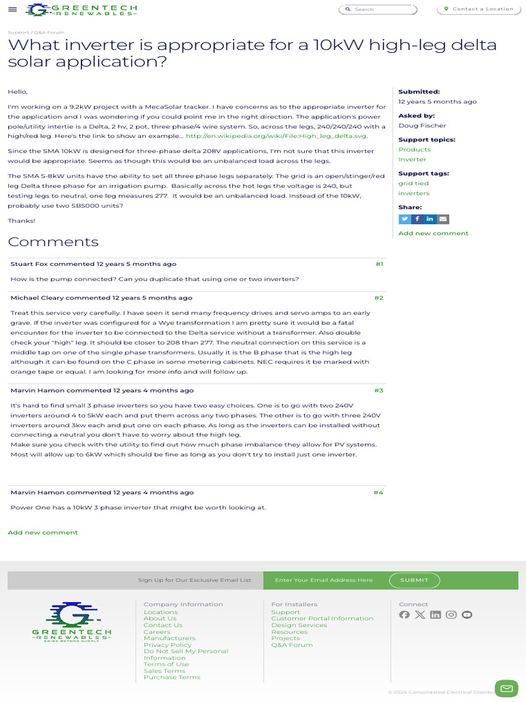 What Inverter Is Appropriate For A 10kW High-Leg Delta Solar ...
