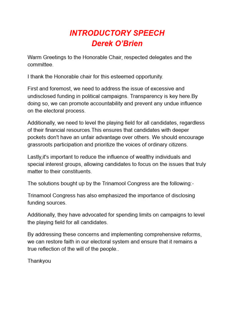 Introductory Speech | PDF