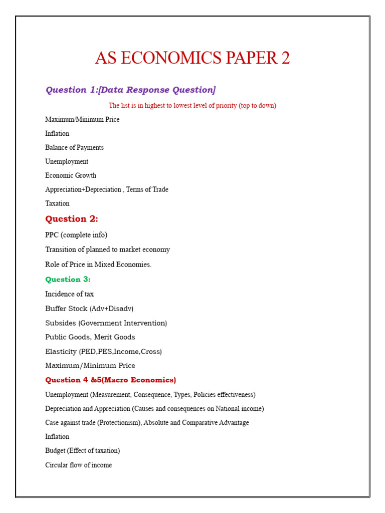 As Economics Paper 2 | PDF