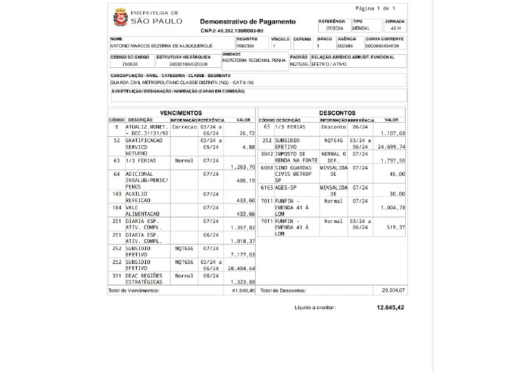 Cópia Do Último Contra-Cheque | PDF