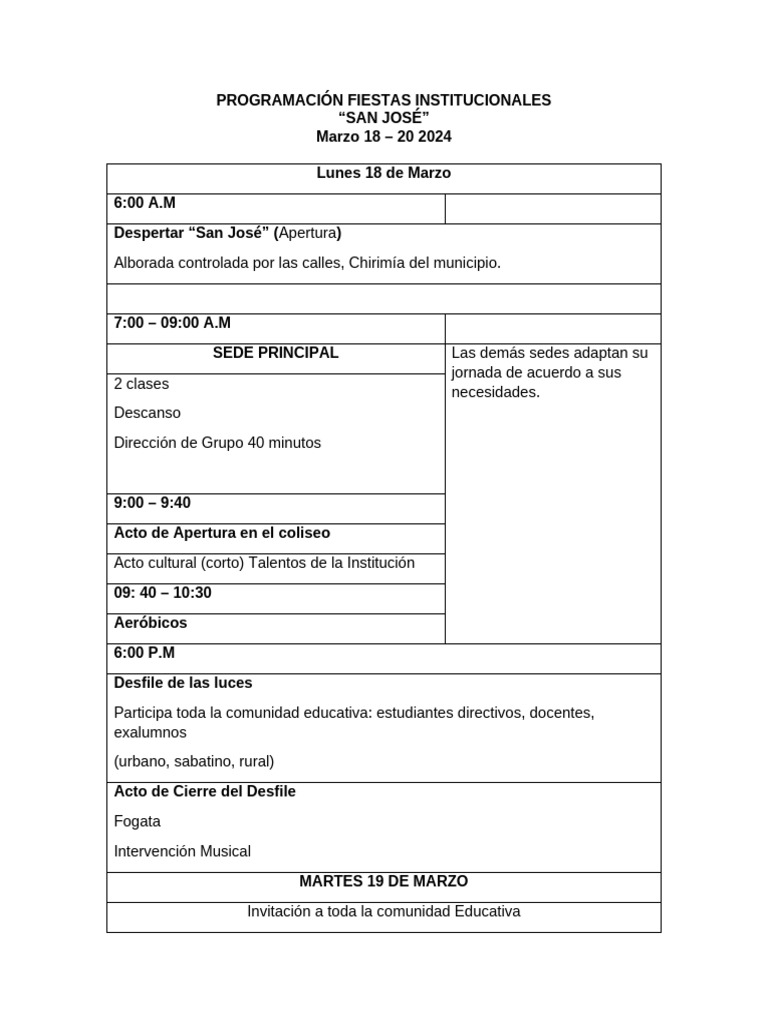 Version 3 Semana San Jose | PDF