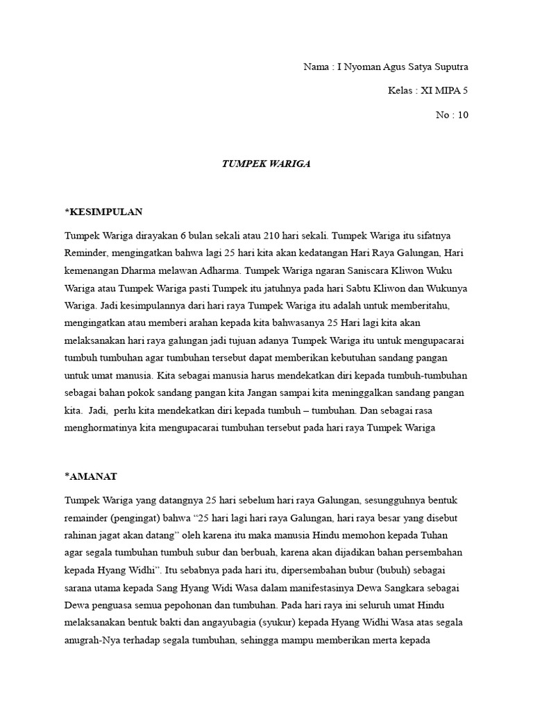 Tumpek Wariga: Conexión con la Naturaleza | PDF