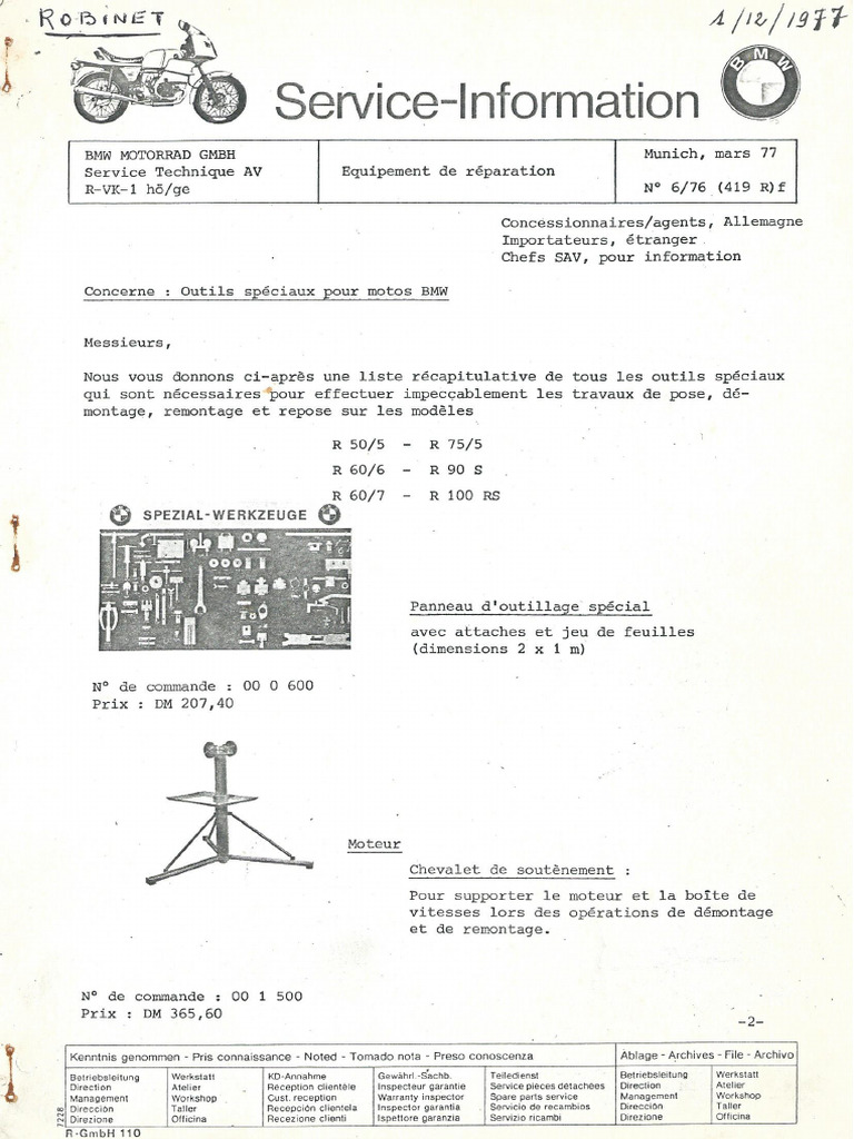 Outillages BMW R50 5 R100 | PDF