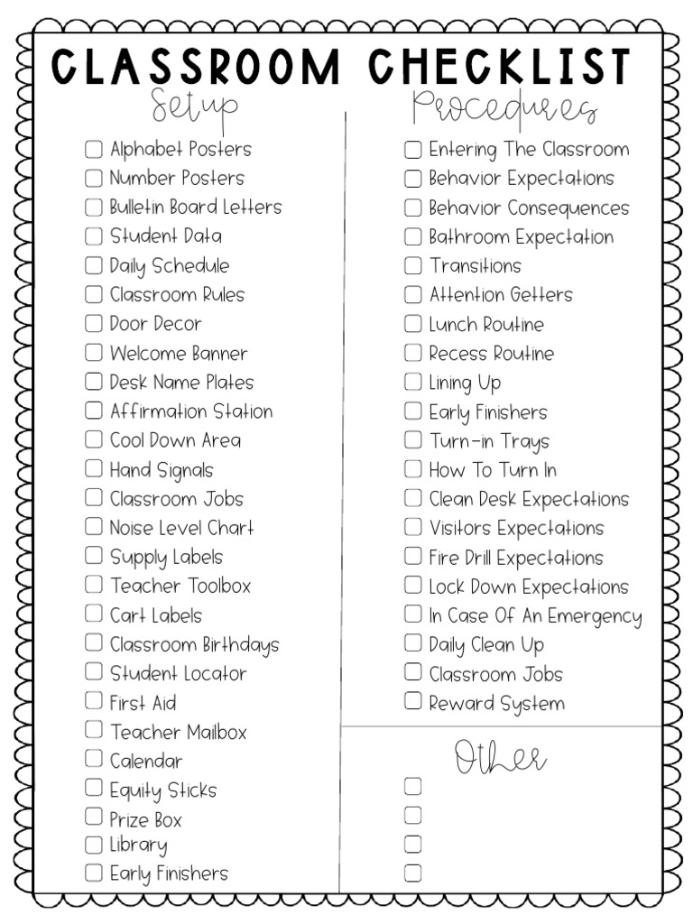 Setup Procedures: Classroom Checklist | PDF