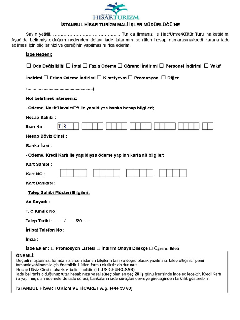 İade Talep Formu - Google Dokümanlar | PDF