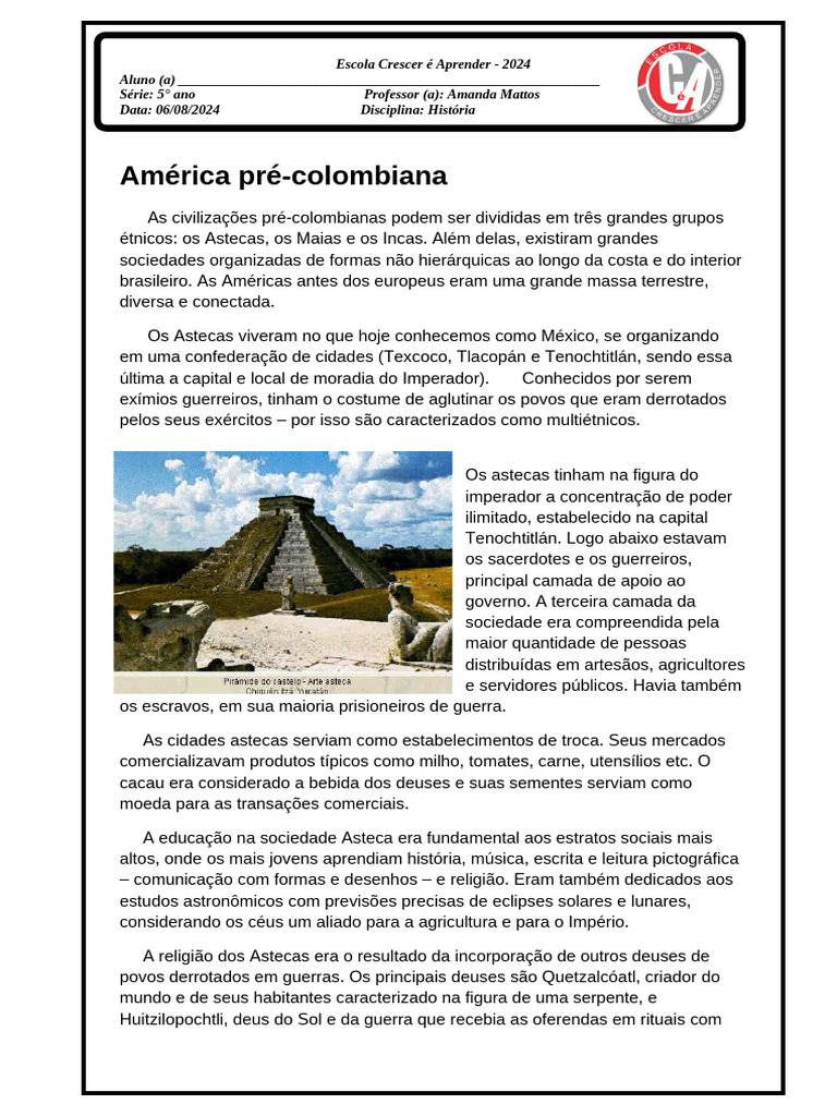 Ativ História 5 Ano 06 08 | PDF