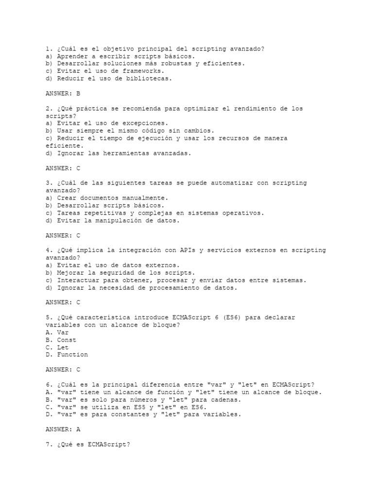 Cuestionario de Fundamentos 2parcial | PDF | Linguagem de script | Script Java