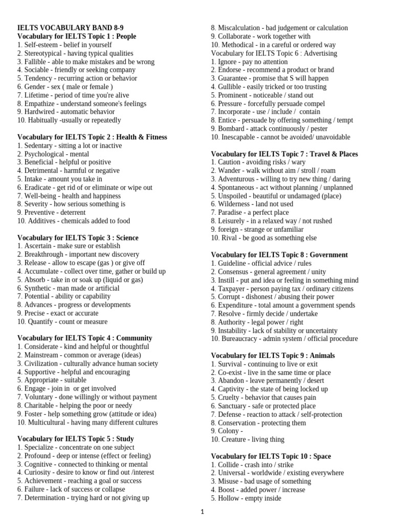 Ielts Vocabulary Band 8 | PDF