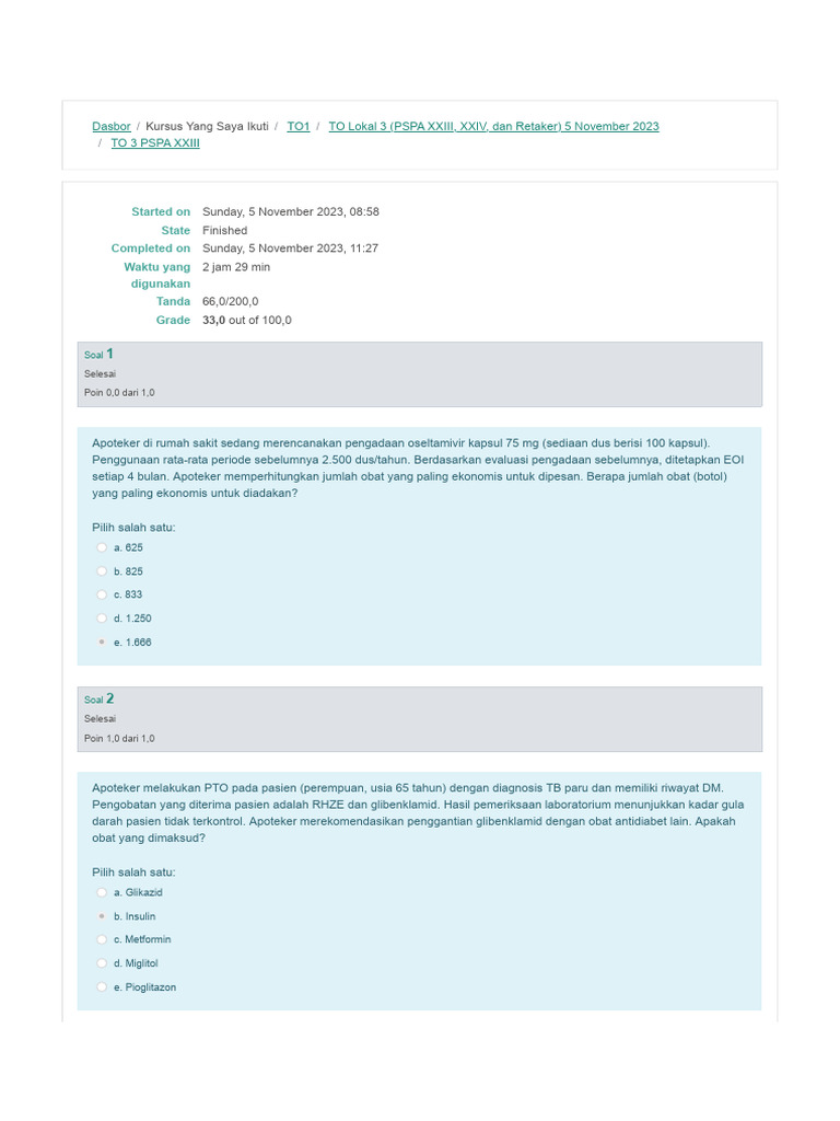 Soal To 3 Pspa Xxiii Pembahasan | PDF