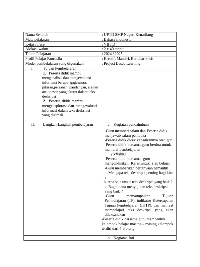 Contoh Modul Ajar | PDF