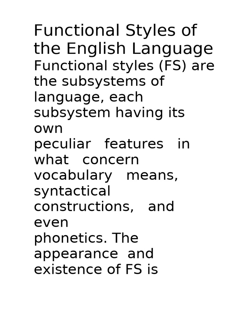 Functional Styles of The English Language | PDF