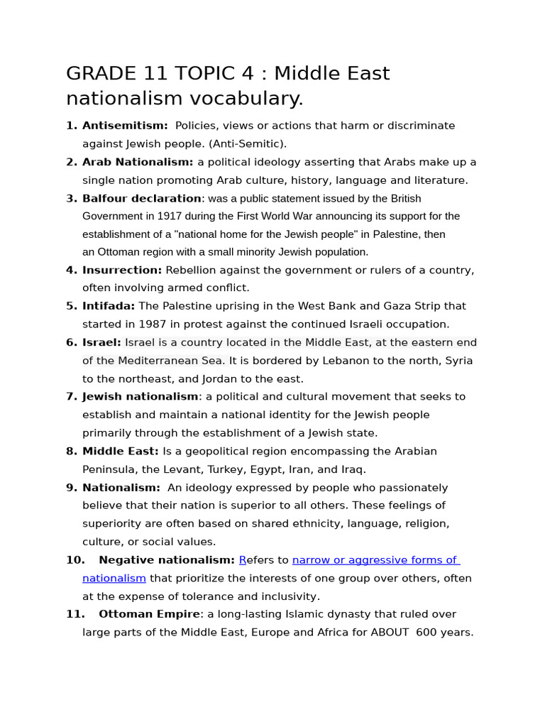 GRADE 11 TOPIC 4 VOCAB | PDF