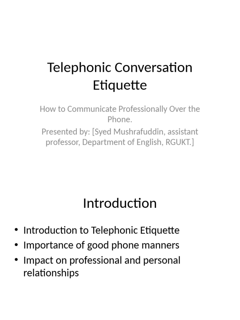 Telephonic Conversation Etiquette | PDF