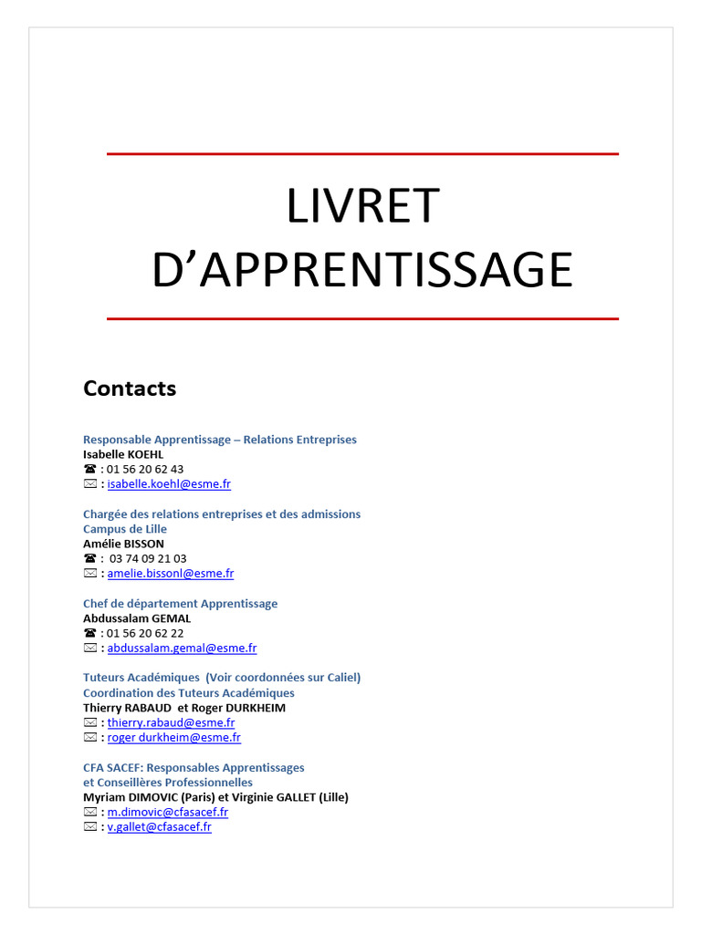 10 06 2022 Livret D'apprentissage 2022 2023 | PDF