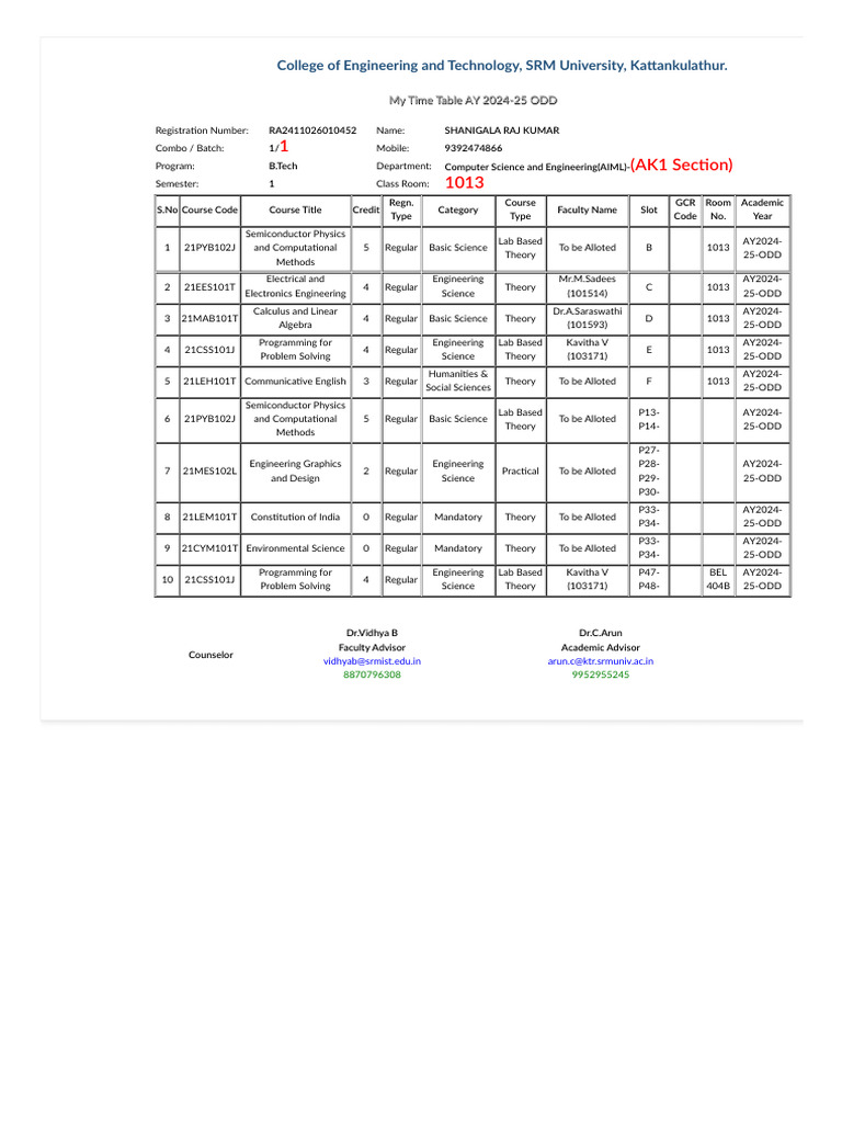 Zoho Creator - My Time Table 2024-25 | PDF