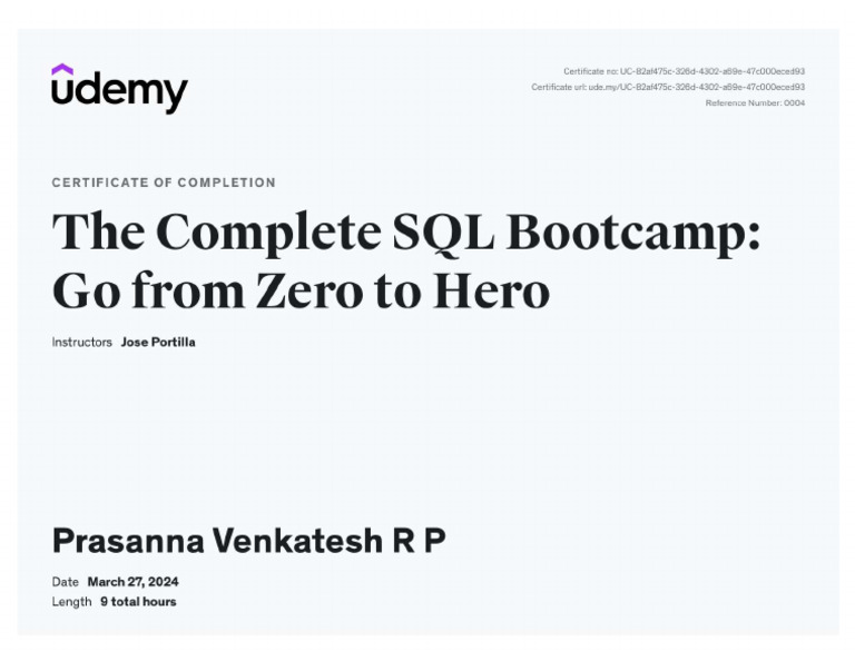 PostgreSql Certificate | PDF