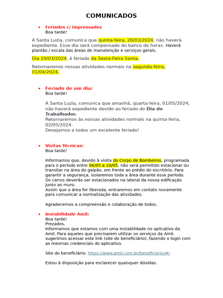 Script de Comunicados | PDF