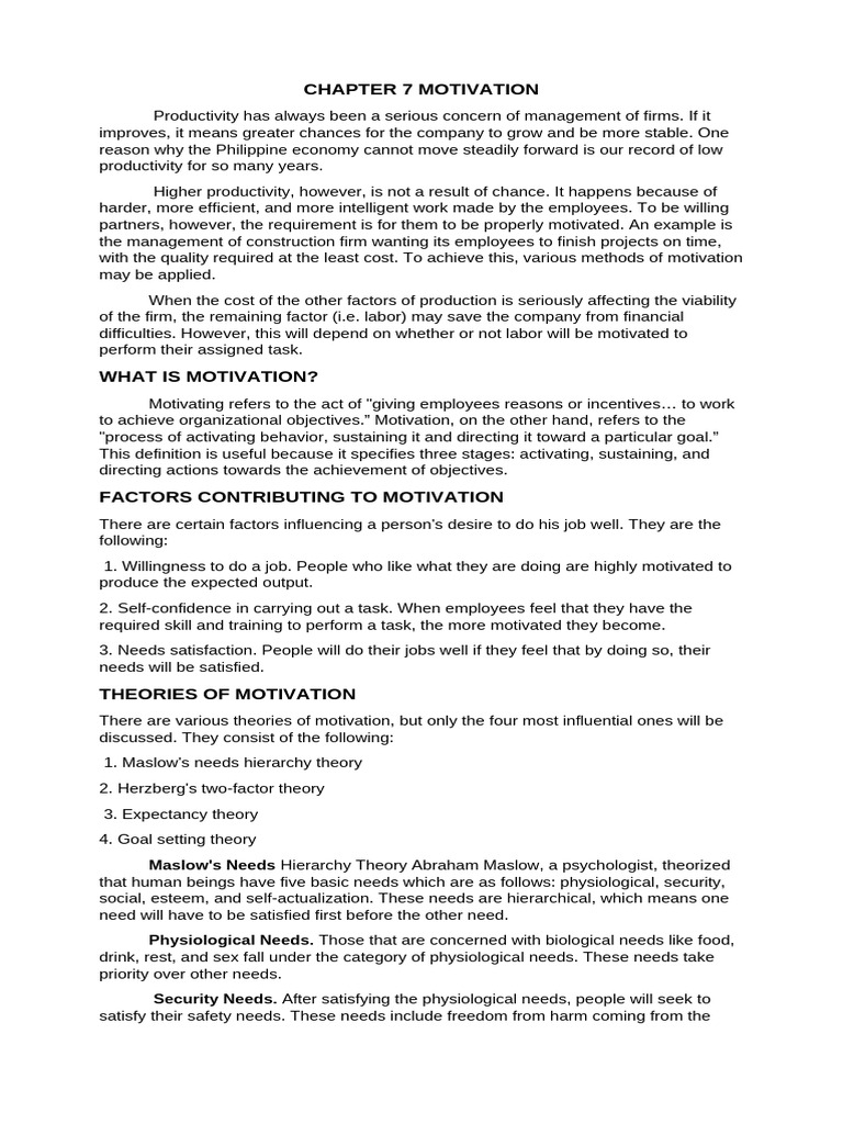 Chapter 7 Motivation | PDF