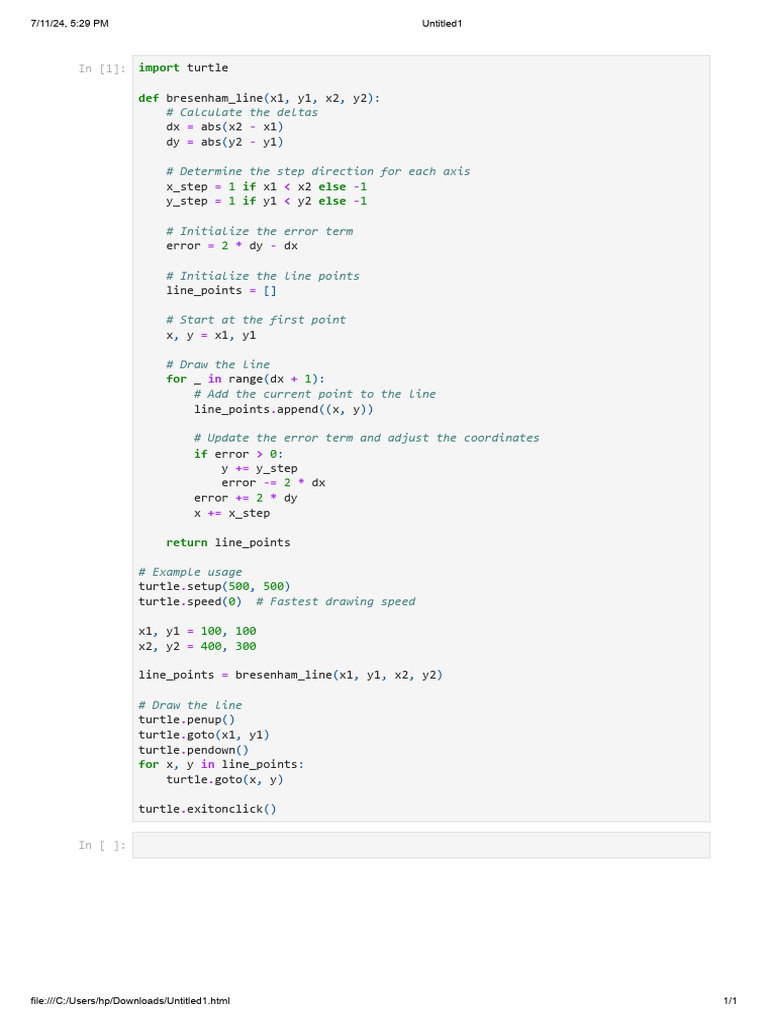 Brehensam Line Drawing Using Python | PDF