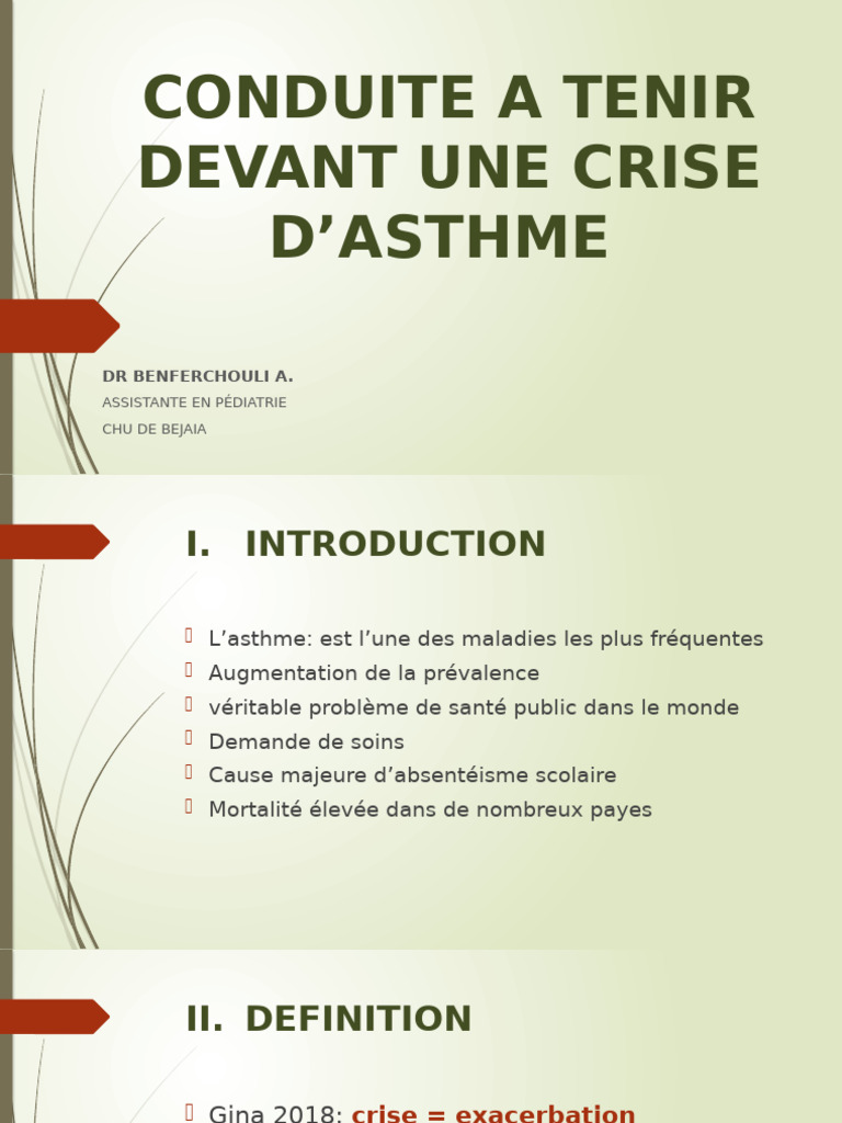 Conduite A Tenir Devant Une Crise D'asthme-1 | PDF