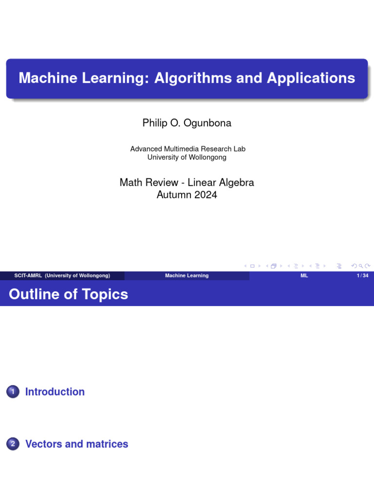 ML Math Review I-2024 | PDF