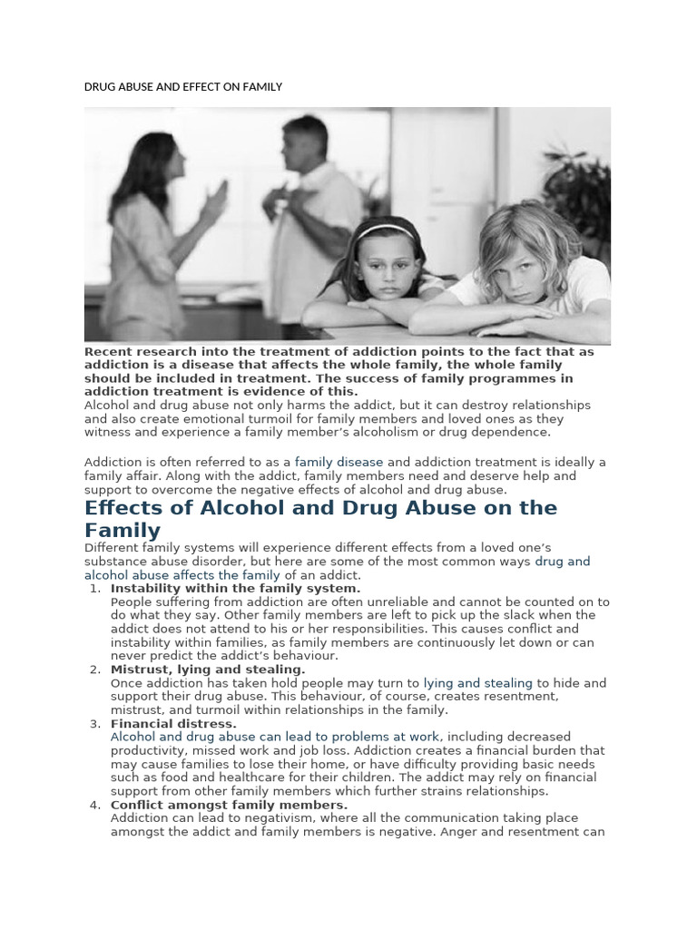 Drug Abuse and Effect On Family | PDF | Substance Abuse | Alcoholism