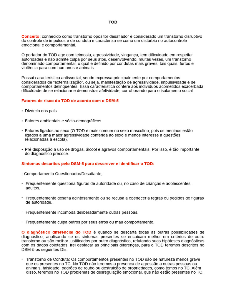 Resumo sobre TOD | PDF