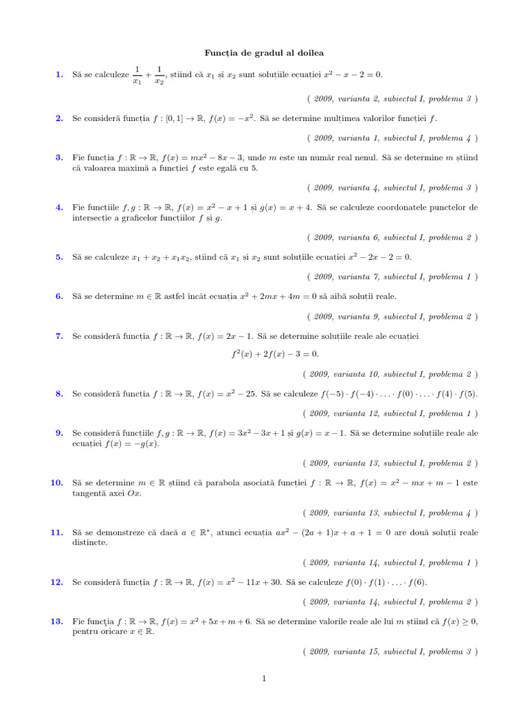 2 Functia de Gradul Al Doilea | PDF