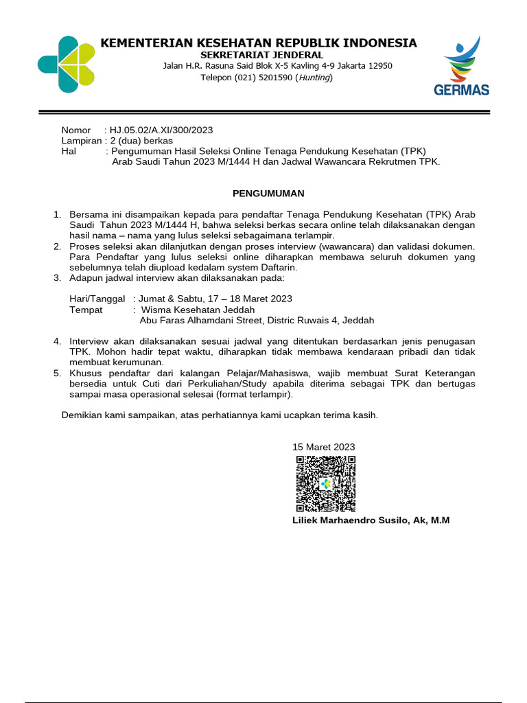 Contoh Surat Kemenkes | PDF
