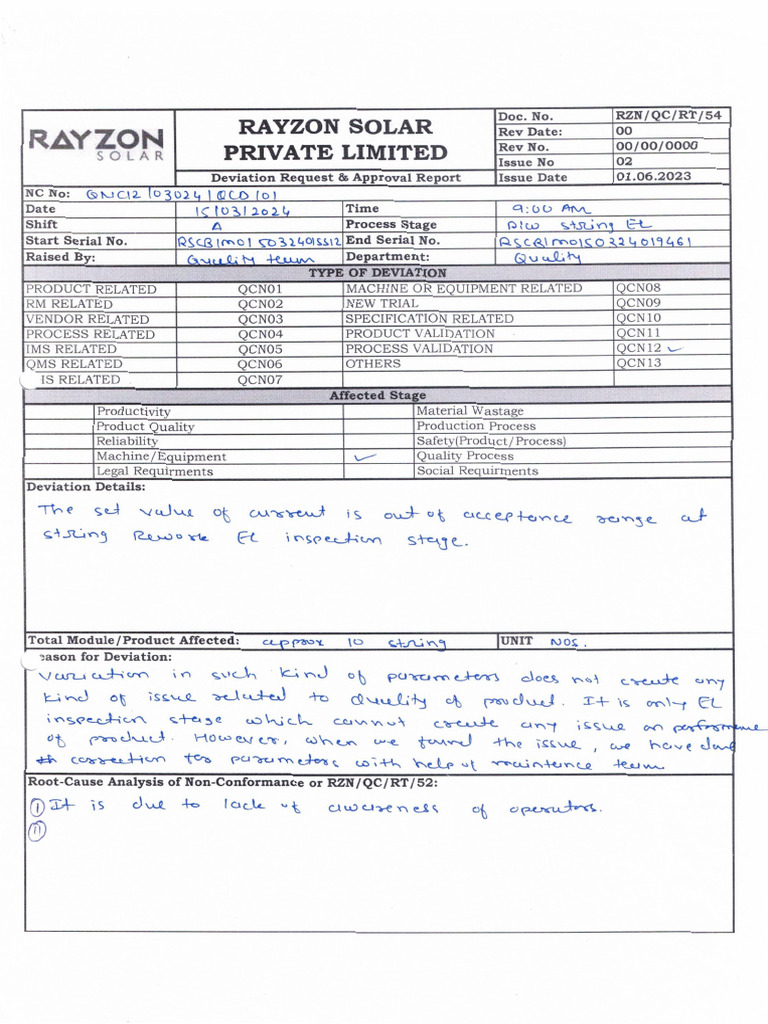 Deviation Request Report | PDF